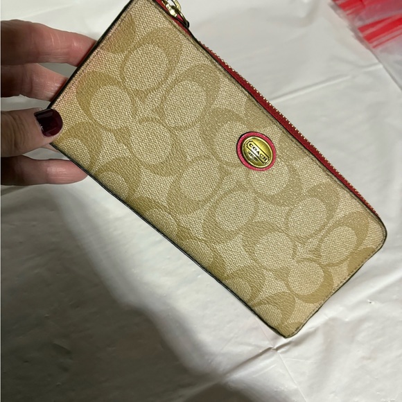 Coach | Bags | Coach Beige And Pink Signature Wallet | Poshmark